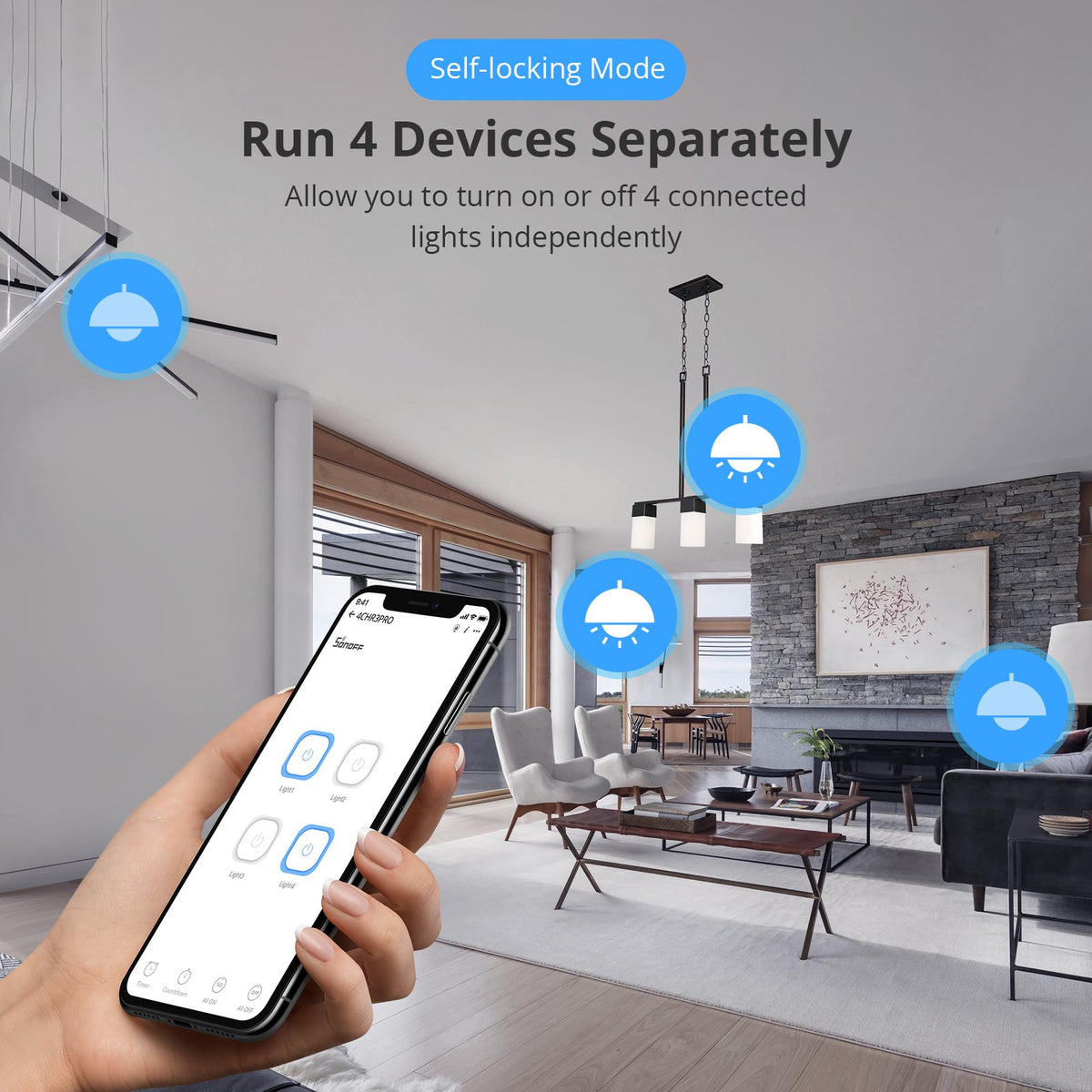 SONOFF 4CHR3 & 4CHPROR3 4-gang Wi-Fi Smart Switch with RF Control