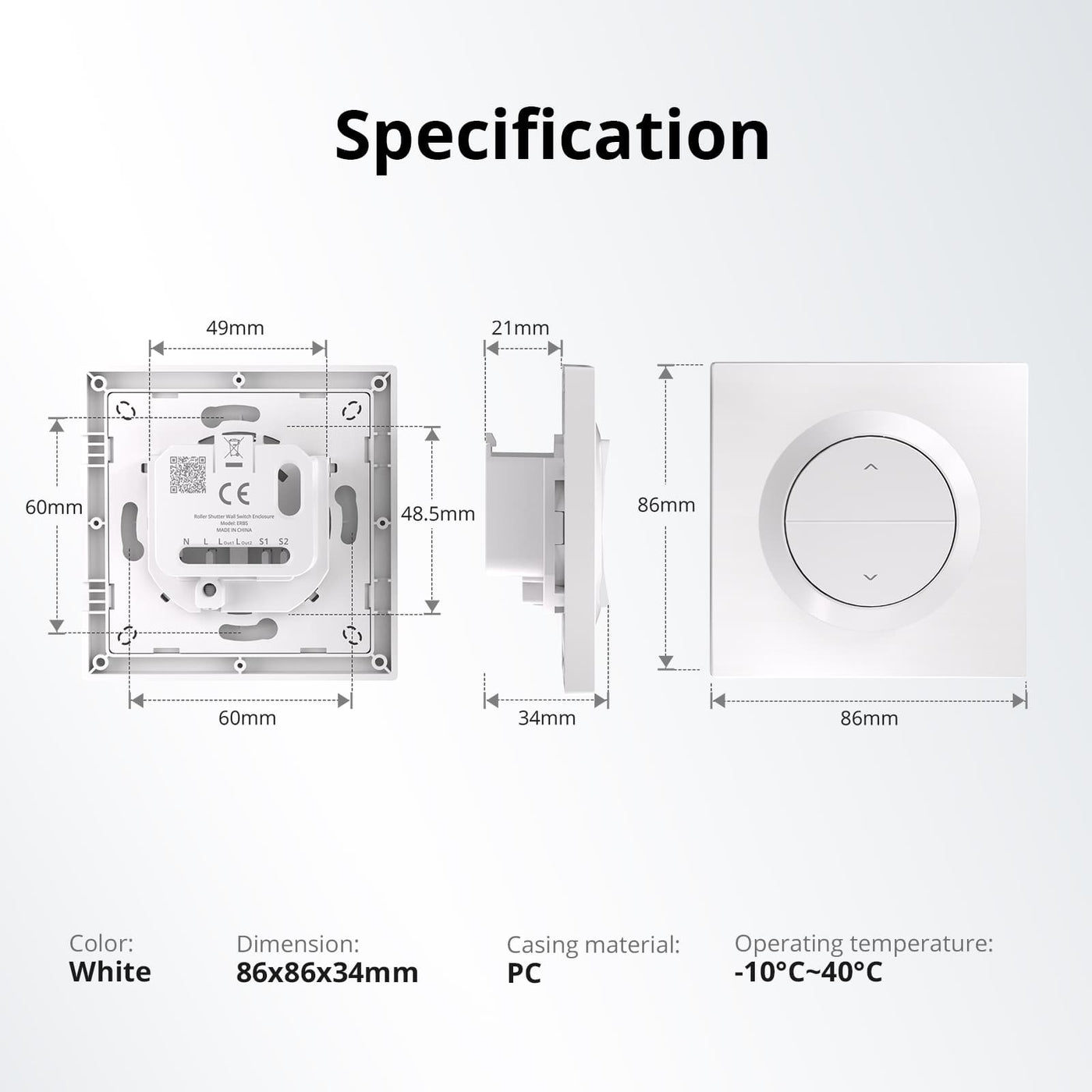 SONOFF Fusion Series Roller Shutter Wall Switch Enclosure | ERBS